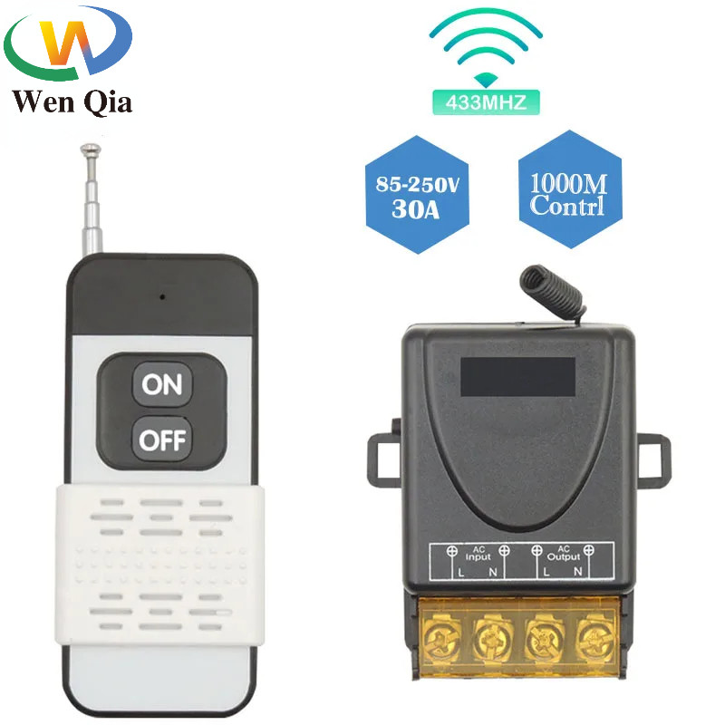 433Mhz Radio Frequency Remote Control Switch AC 220V 110V 30A Wireless ...