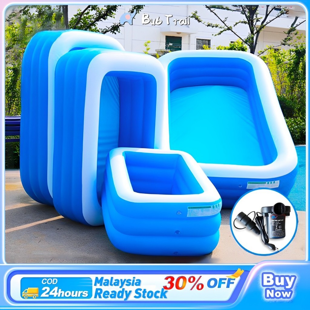 Inflatable Swimming Pool Kids Swimming Pool Air Pump Family Size ...
