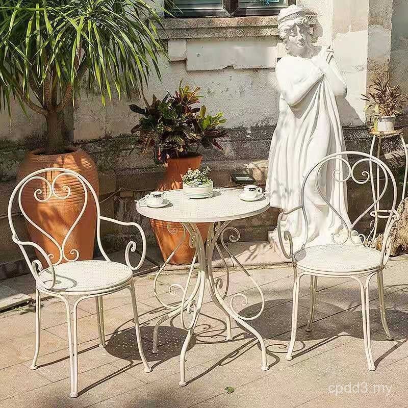 Perabot taman rekreasi luar besi tempa meja dan kerusi gabungan tiga ...