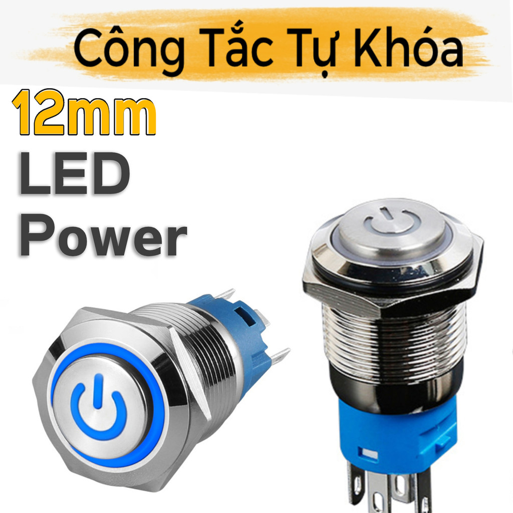 12mm Self-Locking Switch (LED Power), Self-Lock Power Button (5V-24V ...