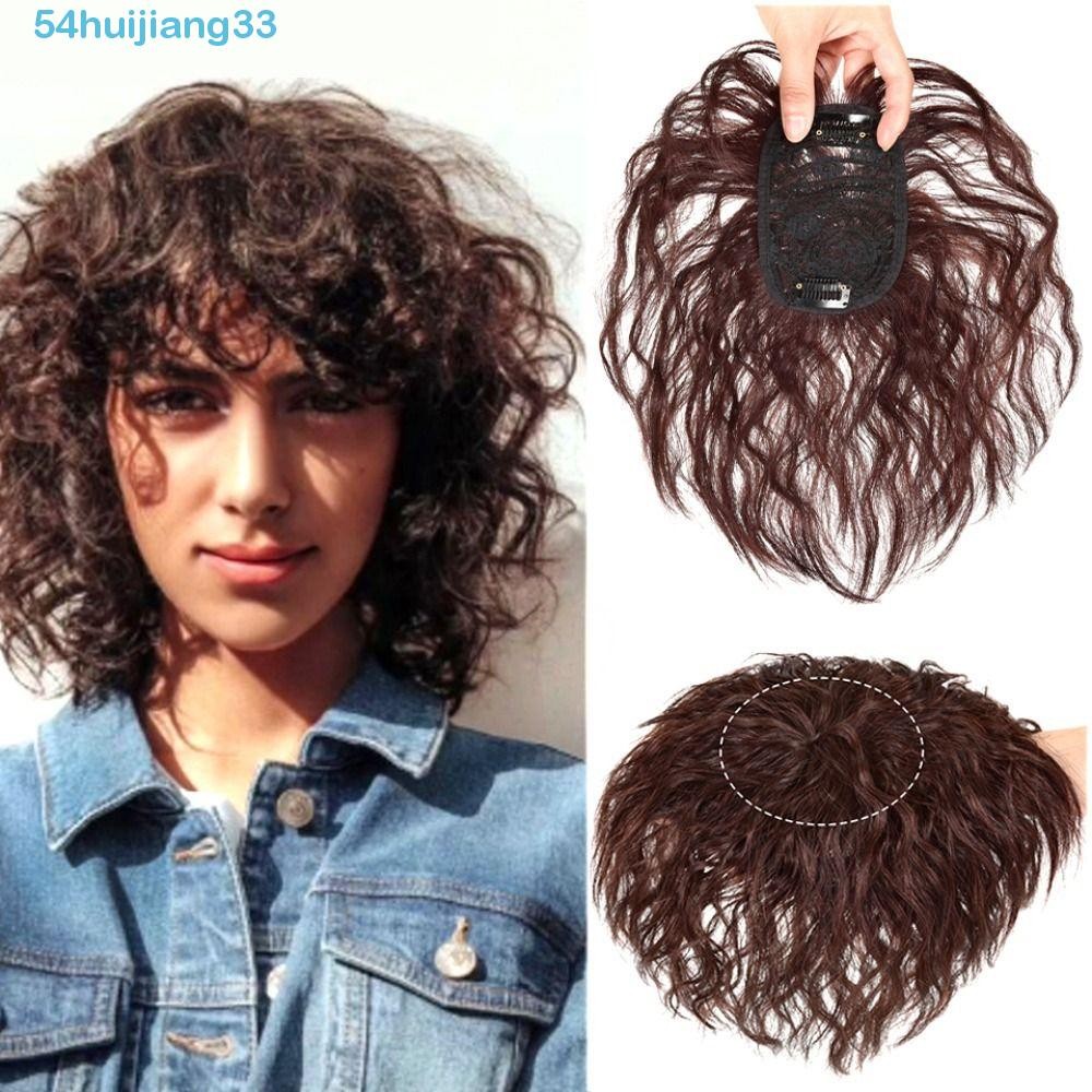 HUIJIANG Head Top Wig Block Synthetic Natual Fake Hair Extensions ...