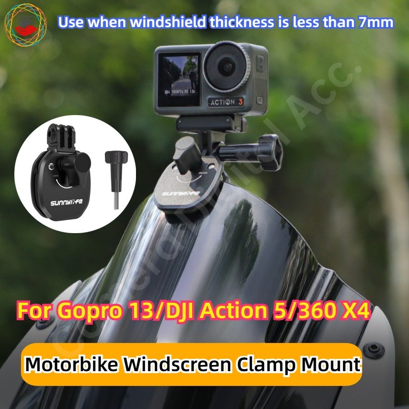 Motorbike Windscreen Clamp Mount Aluminum Bike Clip For GoPro 13 12/DJI ...