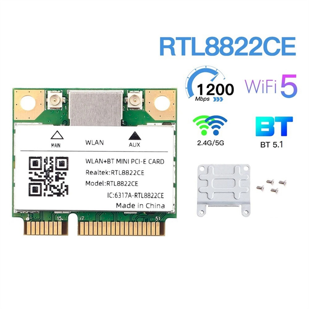 Dual Band Mini Pcie RTL8822CE 1200Mbps WiFi Card Bluetooth 5.1 Wireless ...