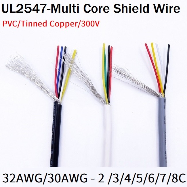 MALAYSIA..... 1M Shielded Wire Signal Cable 32AWG 30AWG Channel Audio 2 3 4 5 6 7 8 Core UL2547 ...
