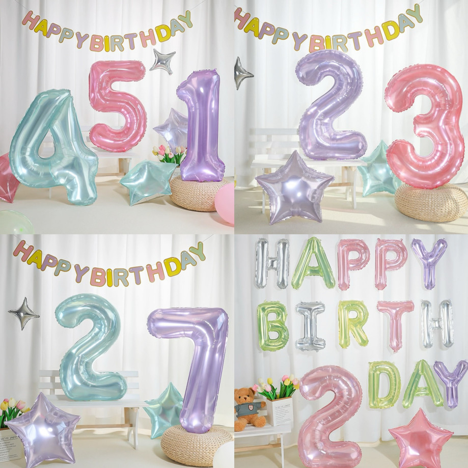 107cm Jelly Color Number Balloon Party Decoration Photo Props Birthday ...