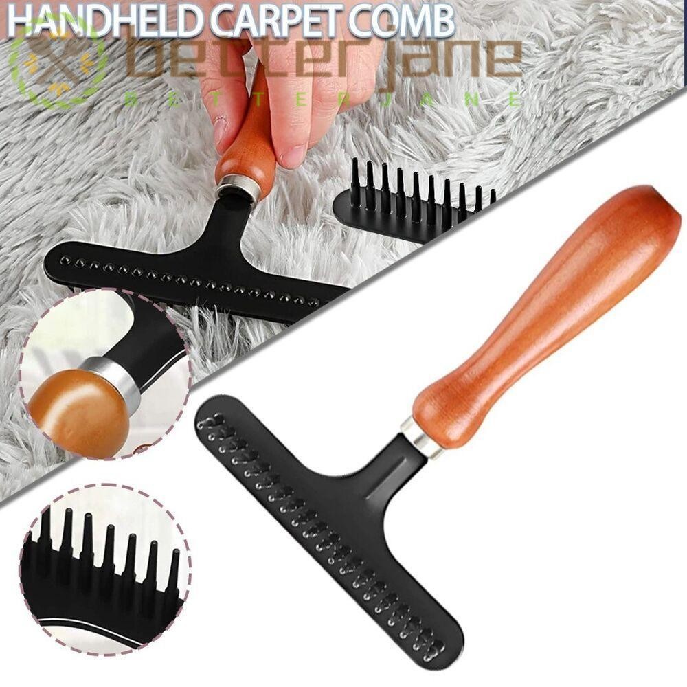 BETTER-JANE Carpet Rake, Metal HandHeld Carpet Groomer Rake, Portable ...