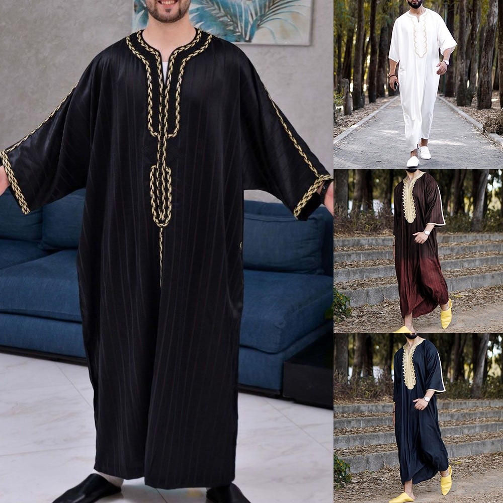【SUNAGE】Daily Men\'s Robe New Saudi Arab Jubba Kaftan Dishdash Thobe ...