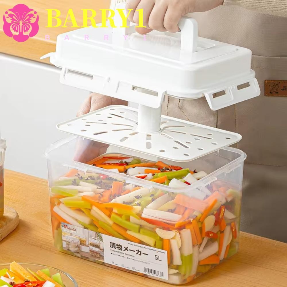 BARRY1 Kimchi Container, Foldable Handle with Press Plate Pickle Jar ...
