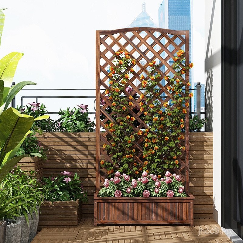 Rak bunga kayu antiseptik, halaman rumah rak gain, kotak bunga ...