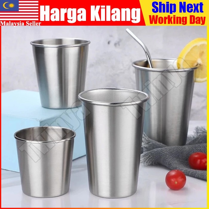 70/180/320ML Stainless Steel Cup Drink Mug Coffee Tea Metal Portable ...