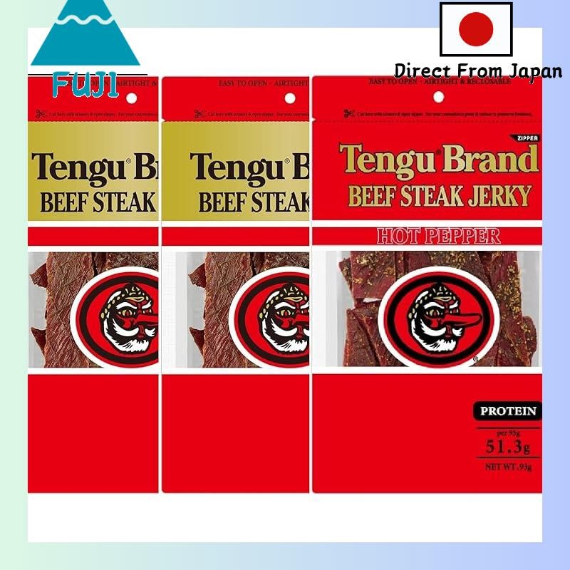 Tengu Brand Beef Steak Jerky 93g (2 regular bags, 1 hot bag) | Shopee ...