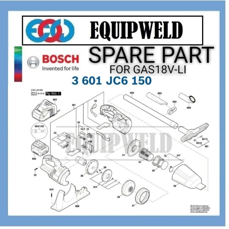 SPARE PART - BOSCH ELECTRONIC MODULE SWITCH FOR GAS18V-LI CORDLESS ...