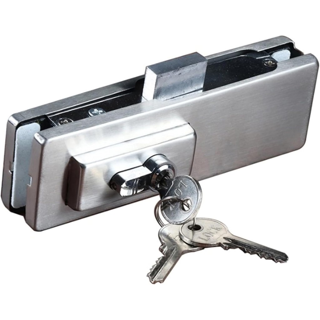 Frameless Glass Door Lock, Stainless Steel Locks, with Key Secure Door Ground Lock, for 10-12 mm ...