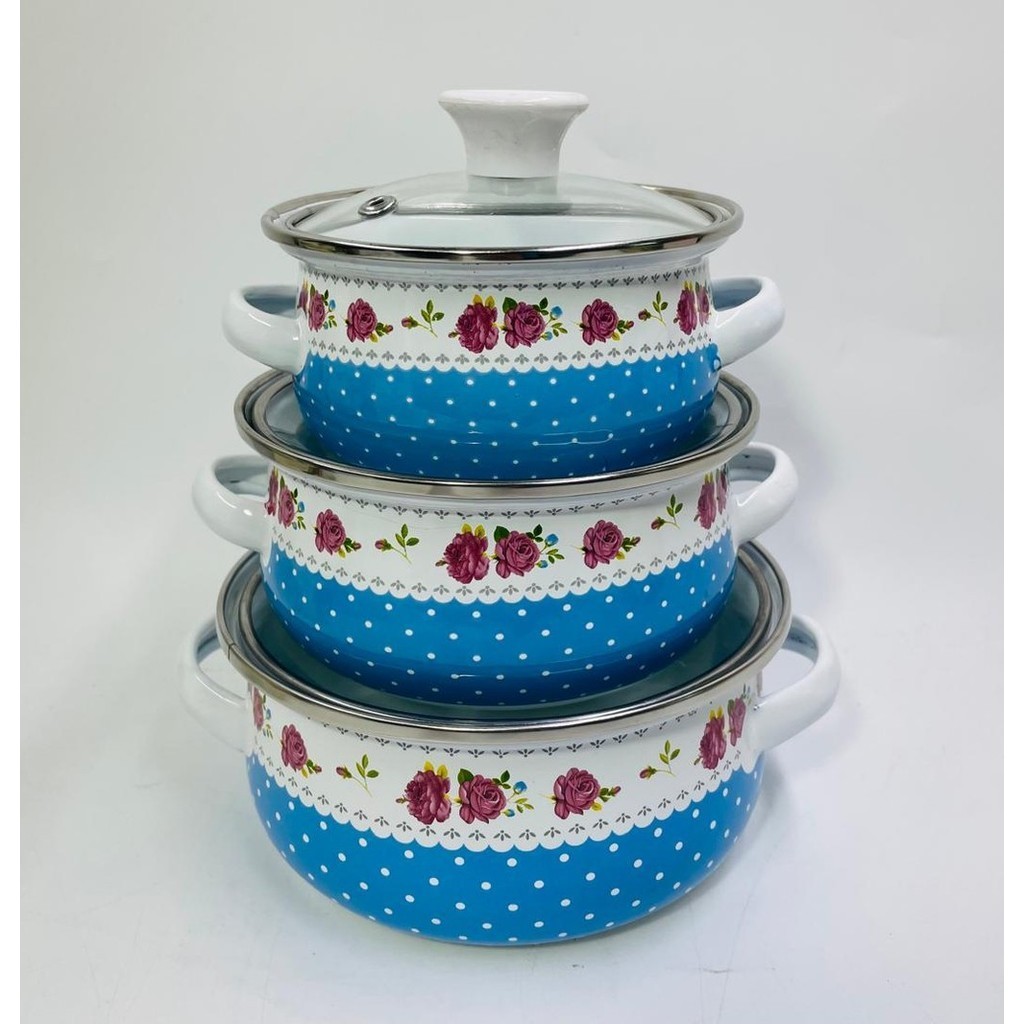 3pcs Mini Cookware Enamel Saiz Kecil ( 12cm , 14cm , 16cm ) | Shopee ...