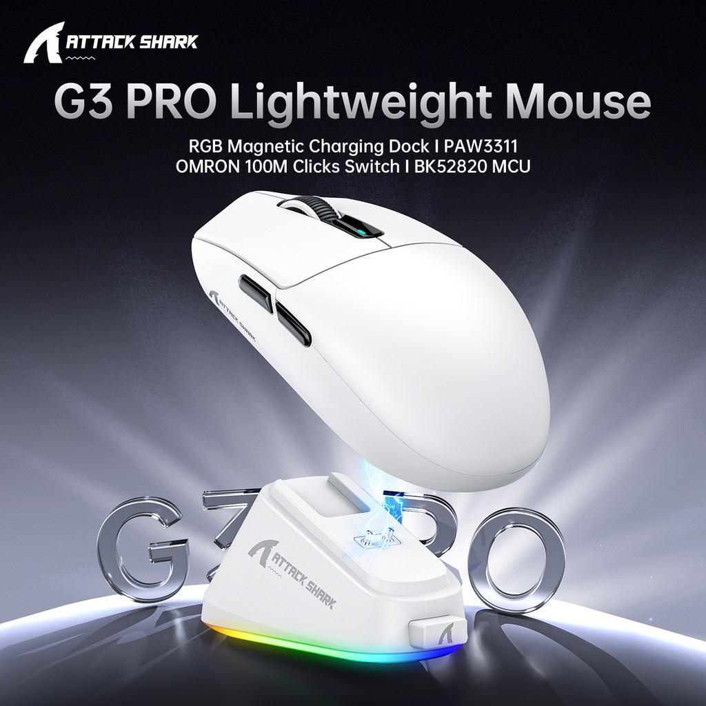 Attack Shark G3 Pro Wireless Gaming Mouse Tri-mode Paw3311 25000DPI ...