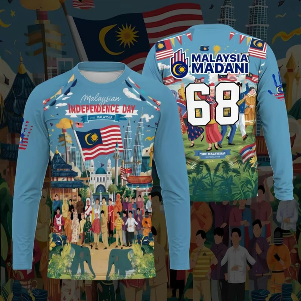 Baju Merdeka 68 Family Set, Unisex Long Sleeved T-shirt, Quick Drying ...