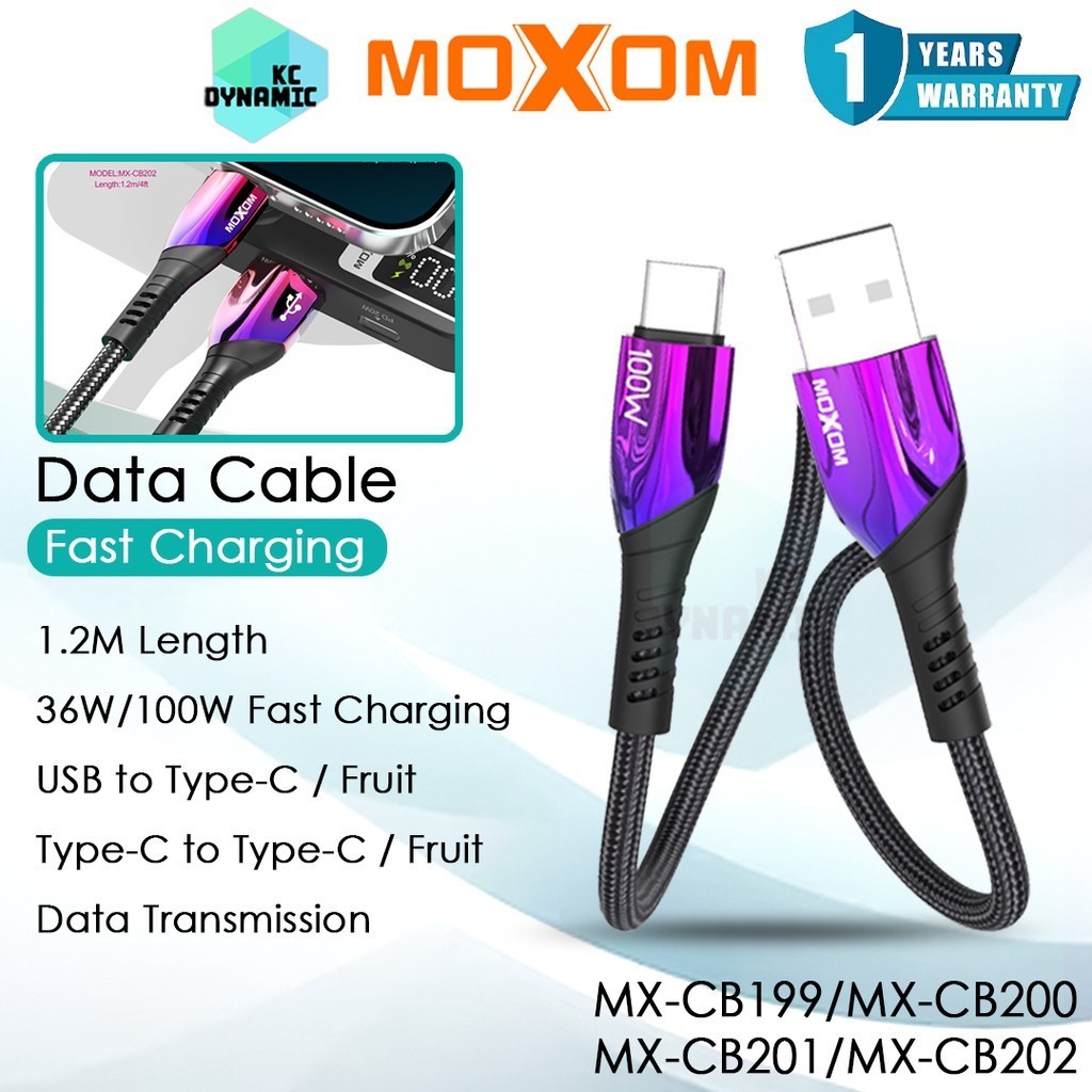 Moxom MX-CB199 Data Cable 100W Fast Charging Moxom MX-CB200 USB Cable ...