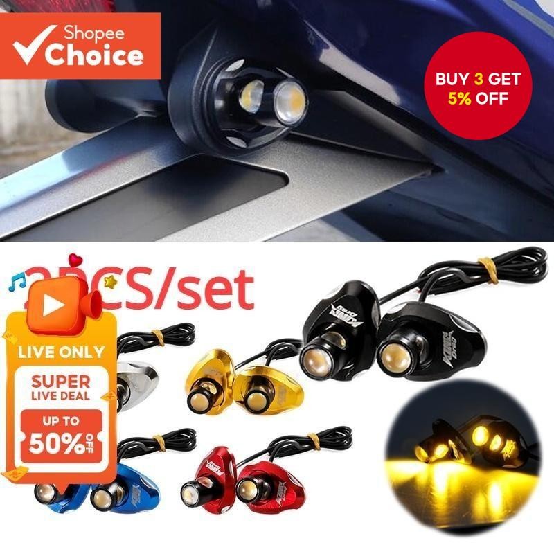 2PCS Motorcycle Mini LED Side Signal Lights Universal Indicator for ...