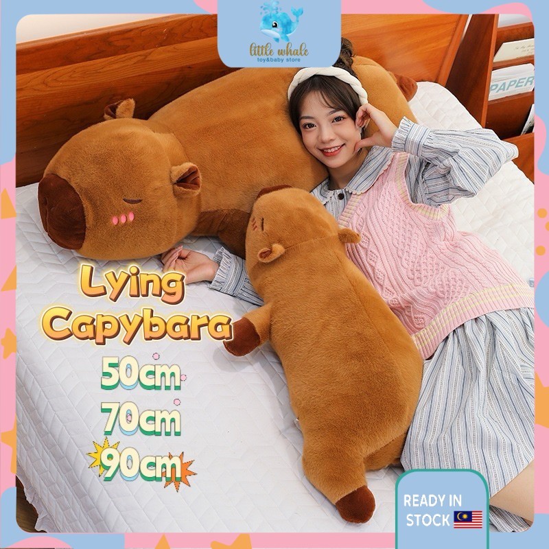 🐳Sleeping Lying Lie Down Capybara Plush Toy Capybara Long Pillow Plushie Kid Sleeping Stuffed ...