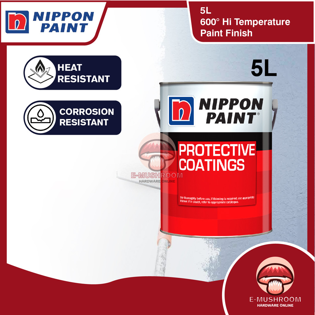 5L Nippon Paint (Aluminium) 600° Hi Temperature Paint Finish | Shopee ...