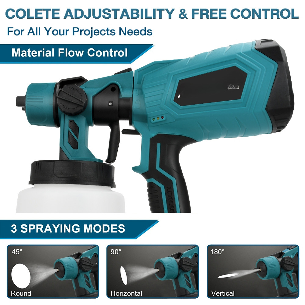 1800W 1000ML Wireless Electric Spray Gun High Power Sprayer Flow ...