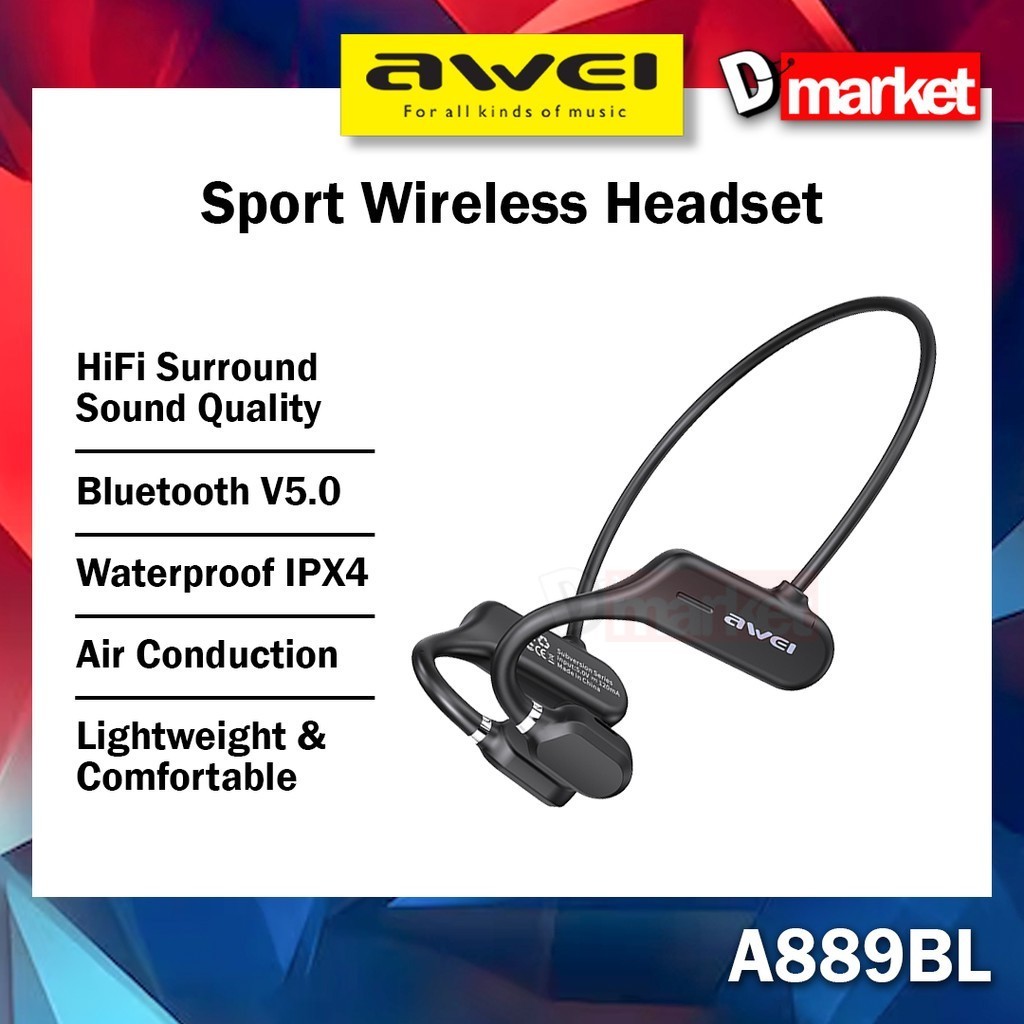 Awei A889BL Air Conduction Headset Sport Headset Wireless Headset Sport ...