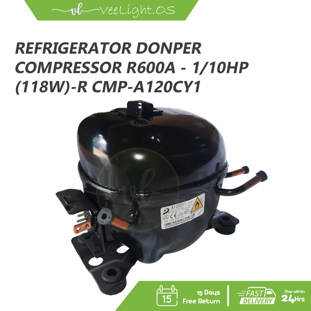 DONPER R600a A120CY1 | 1/10HP 118W | Refrigerator Compressor Motor Gas ...