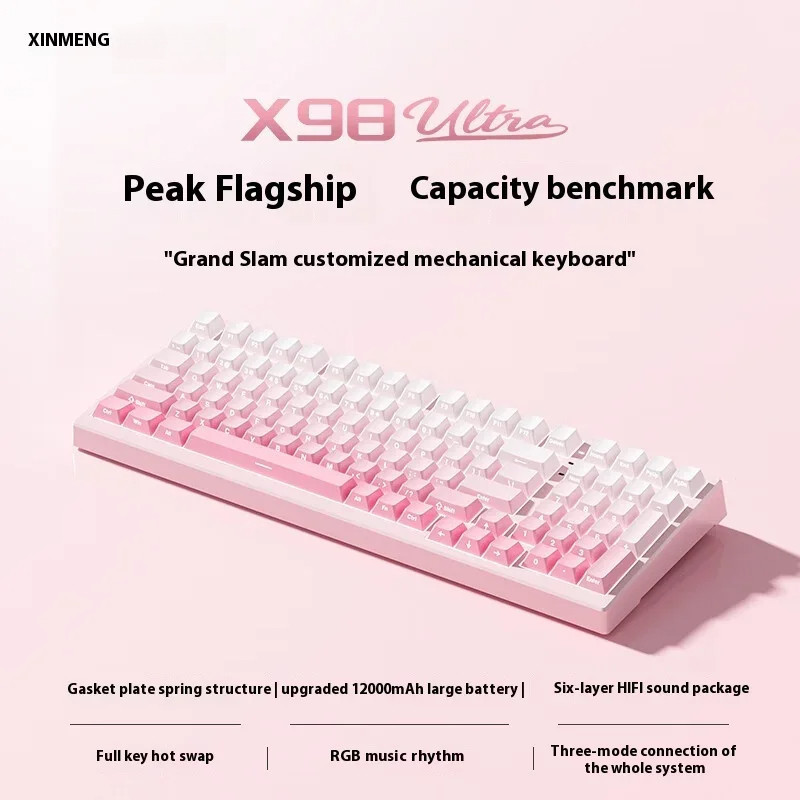 XINMENG X98 Ultra Mechanical Keyboard Wireless Bluetooth Three Mode ...