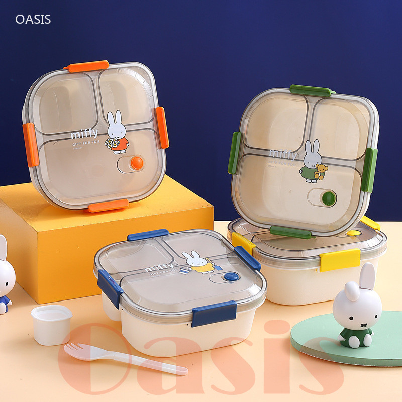 Miffy Cartoon Microwaveable Bento Box with 3/4 Compartments – Cute Lunch Box for Office ...