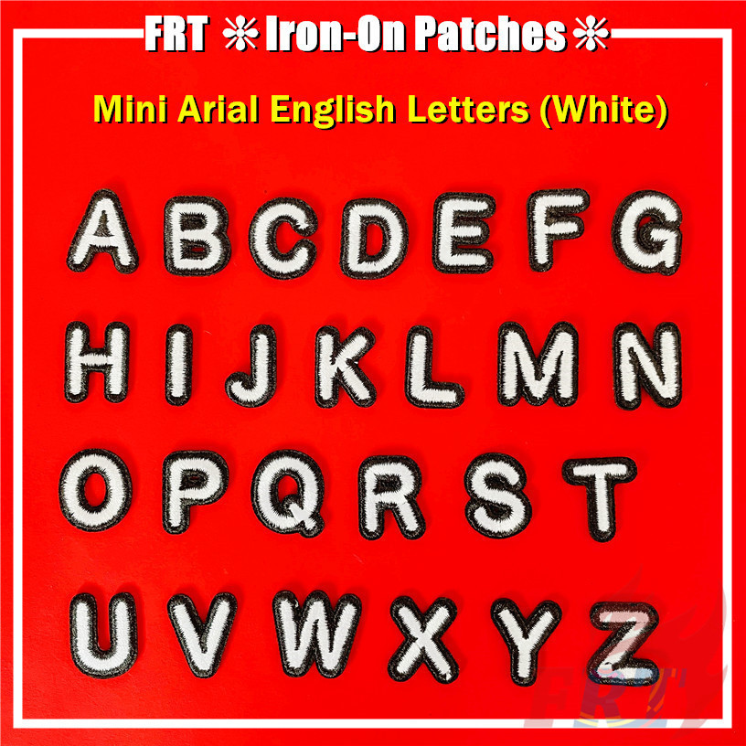 ☸ Mini Arial English Letters (White) Iron-on Patches ☸ 1Pc Alphabet DIY ...