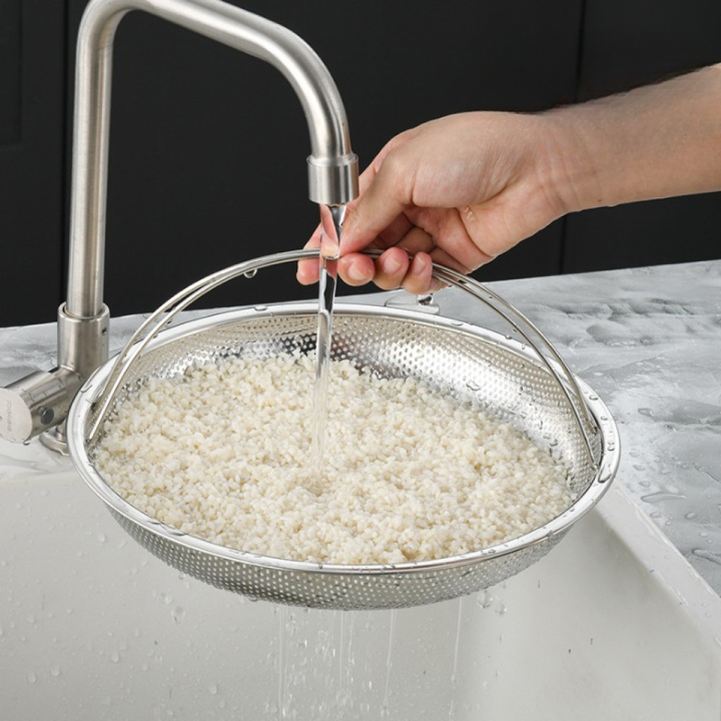 Drain Basket Silver Multifunctional Strainer Hole Dense Mesh Sieve ...
