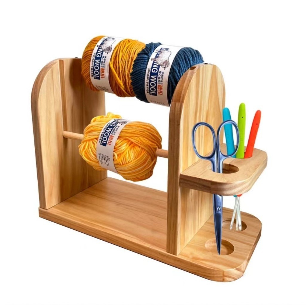 Wooden Yarn Rack Rotatable Yarn Bracket Splitter Solid Wood Double-Axis ...