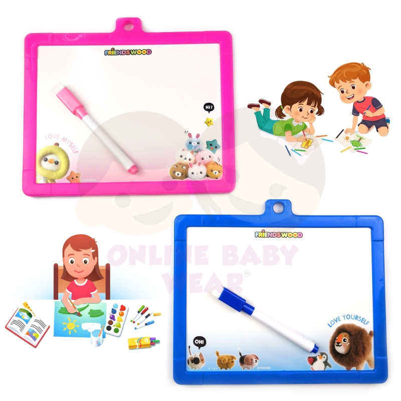 Cute Kids Mini White Board Set with Free Marker Pen (21cm x 17cm ...