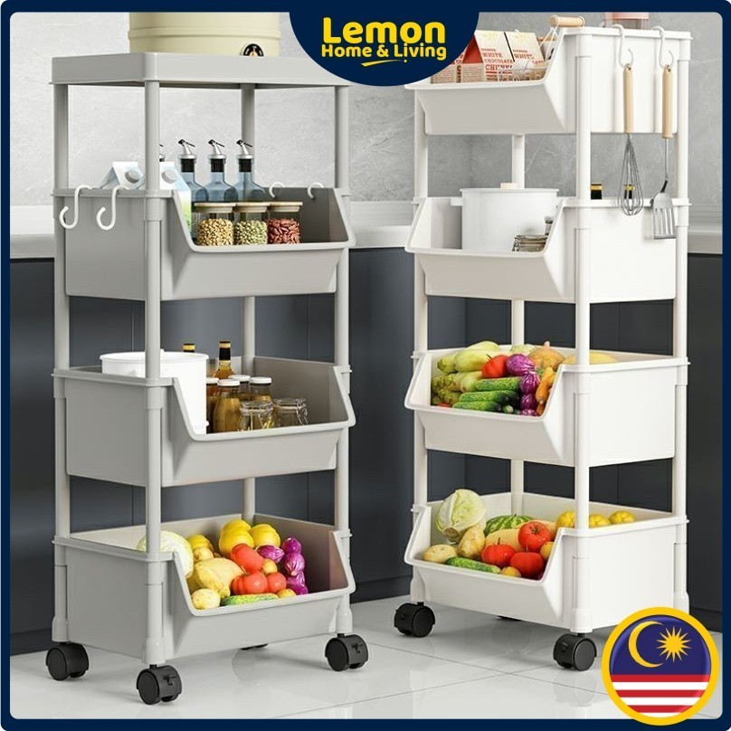 🍋Multi-Layer Book Storage Rack with Wheels | Versatile Kitchen ...