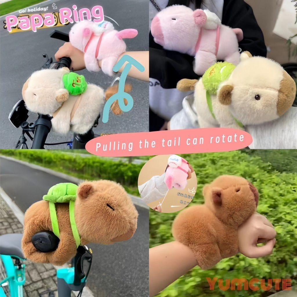 Capybara Doll Plush Toy Papa Ring Cartoon Stay Wire Rotate Tail Clap ...