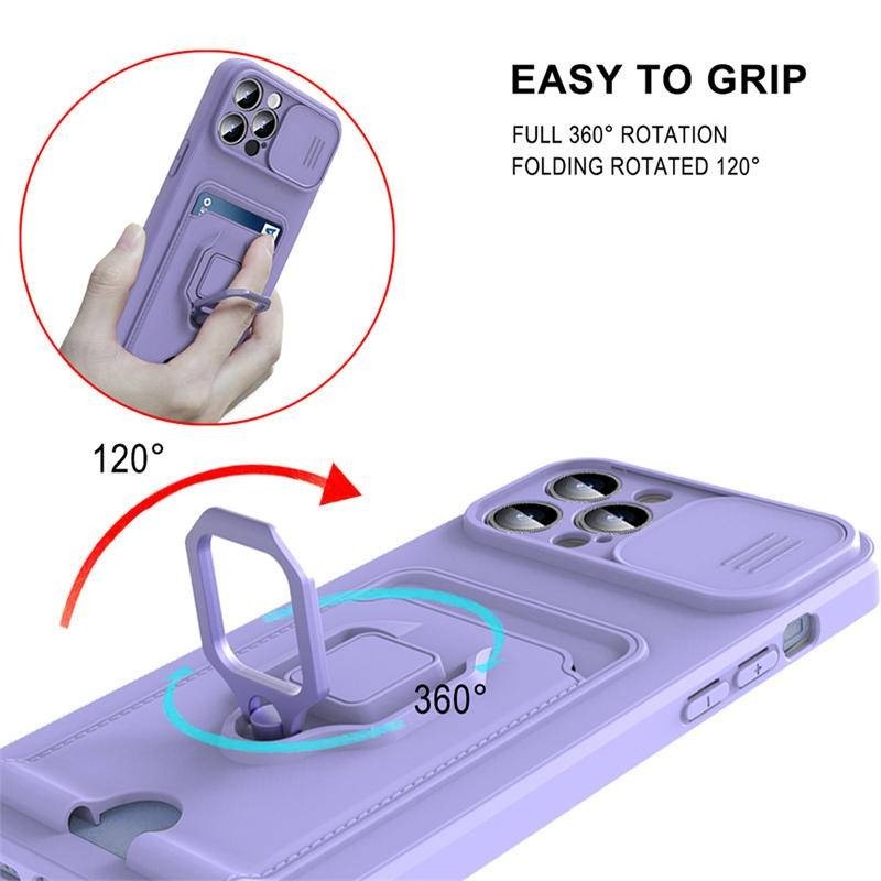 Luxury Card Slot Slide Camera Lens Cover Lanyard Rope Magnetic Ring ...