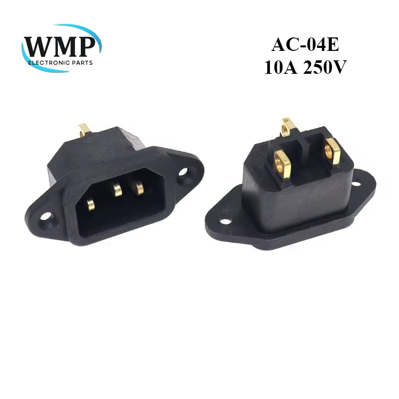 AC-04E IEC320 C14 Inlet Power Plug Socket Black AC 250V 10A 3-Pin ...