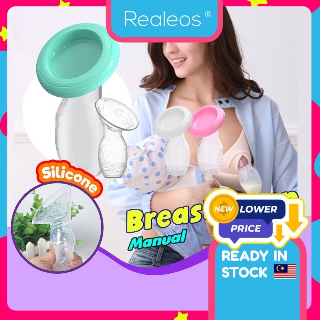 Realeos Silicon Breast Pump Manual Breast Feeding Breast Milk Collector ...