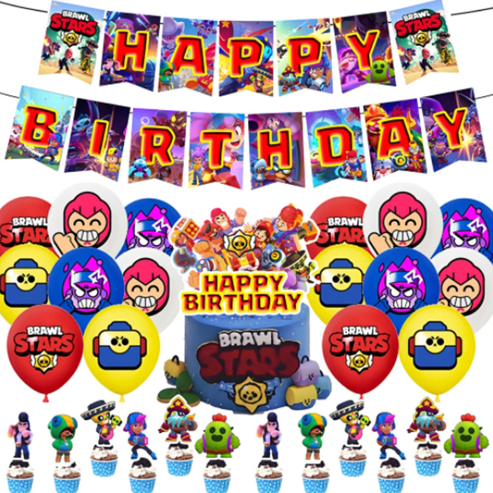 30Pcs Brawl Stars Party Decoration Includes A Banner, Cake Toppers ...
