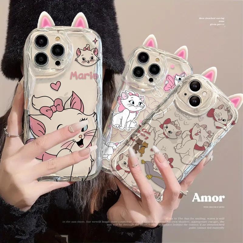 Disney Mary Cat Cute 3D Ears Casing For iPhone 12 13 Mini Pro Max 11 ...