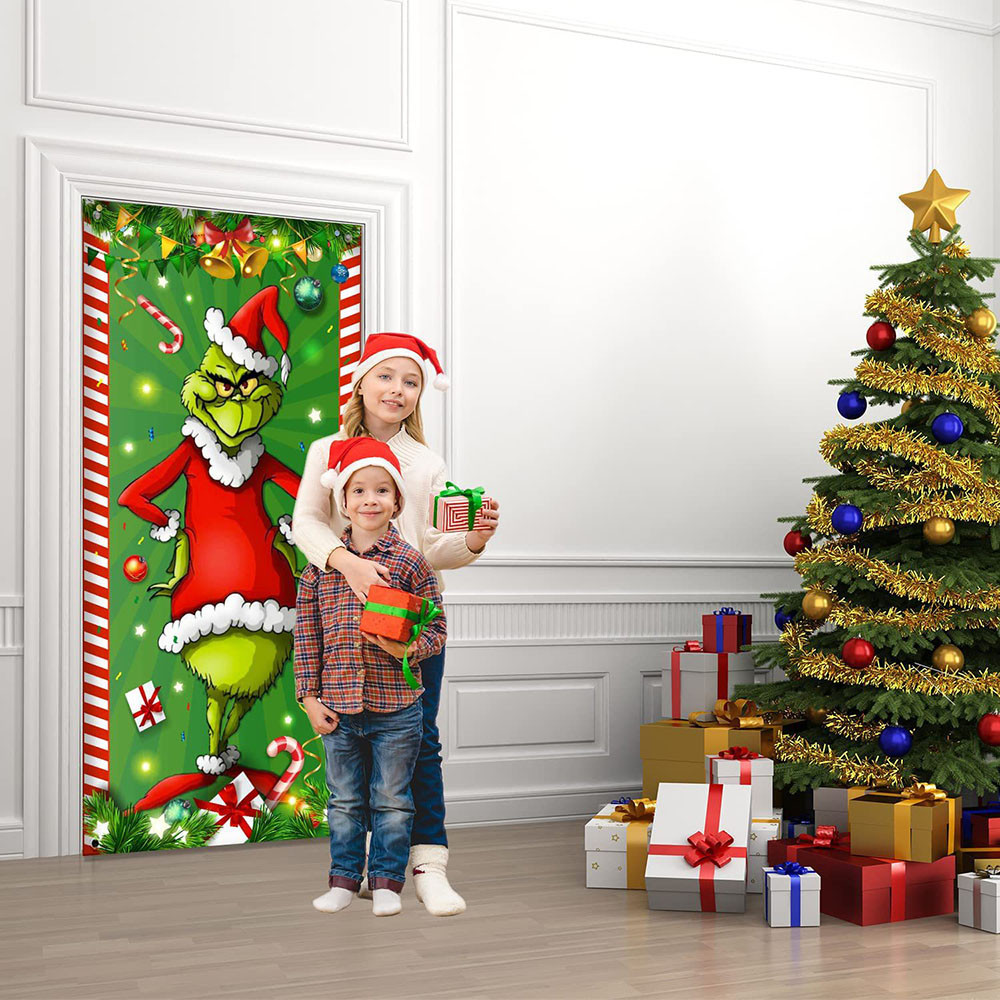 Merry Christmas Grinch Christmas Door Cover Decorations Banner Grinch ...