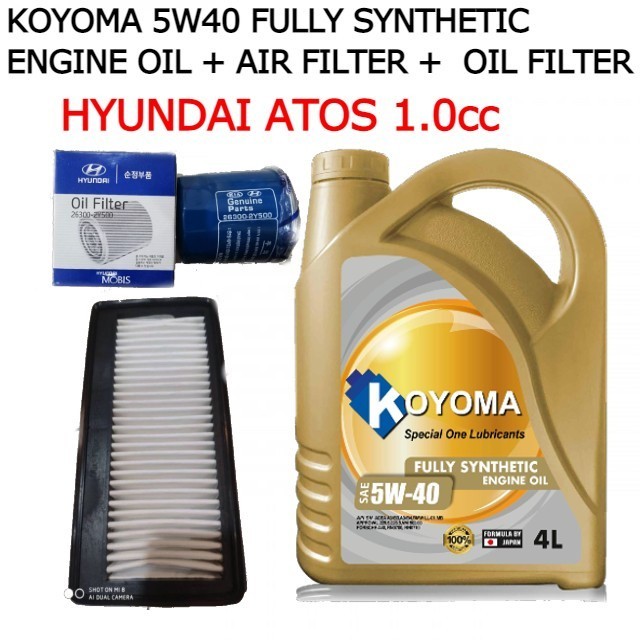 HYUNDAI ATOS 1.0 AIR FILTER + OIL FILTER + KOYOMA 5W40 FULLY SYNTHETIC ...