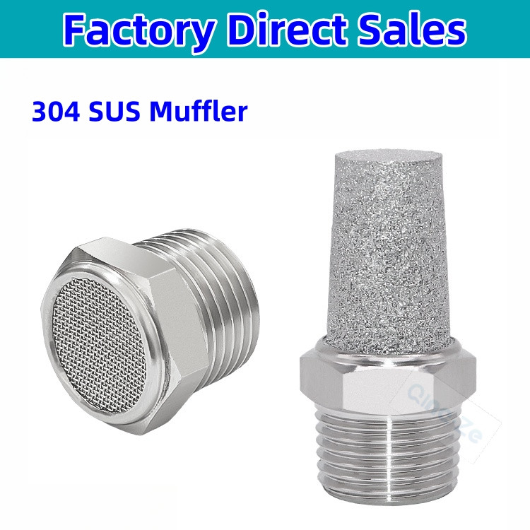 304 Stainless steel Pneumatic Exhaust Muffler Air Compressor Noise Reducer Solenoid Valves ...