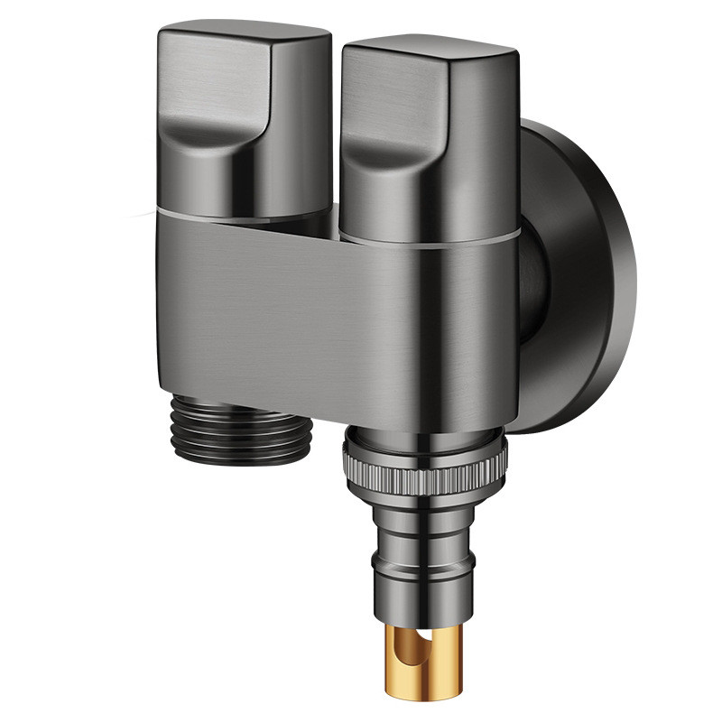 Double Water Outlet Washing Machine Faucet Angle Valve One-Switch Two ...
