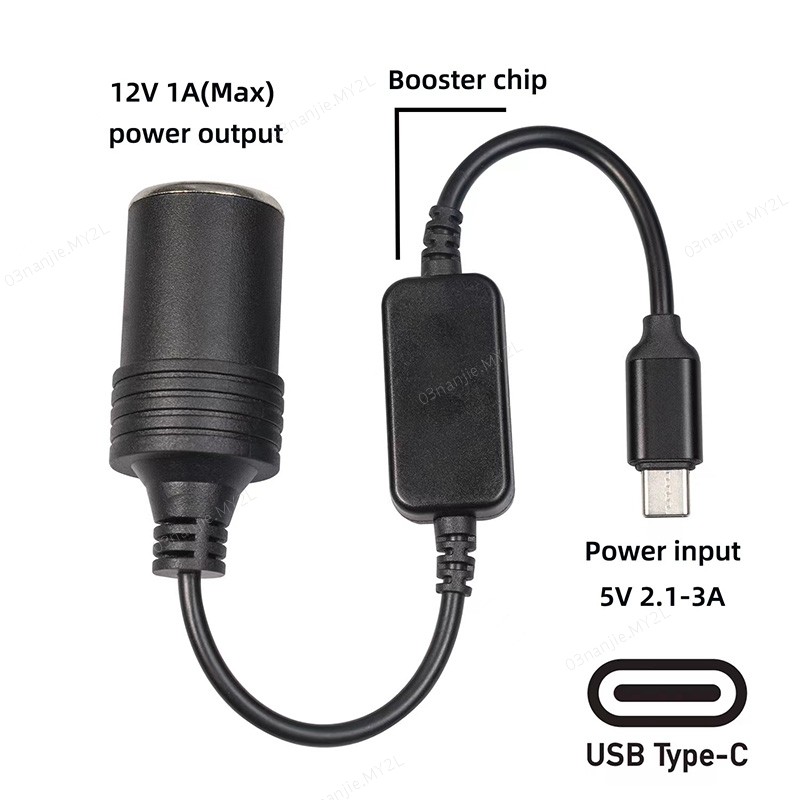 USB Type C 5V to 12V Adapter for Car Power Cord Lighter Socket ...