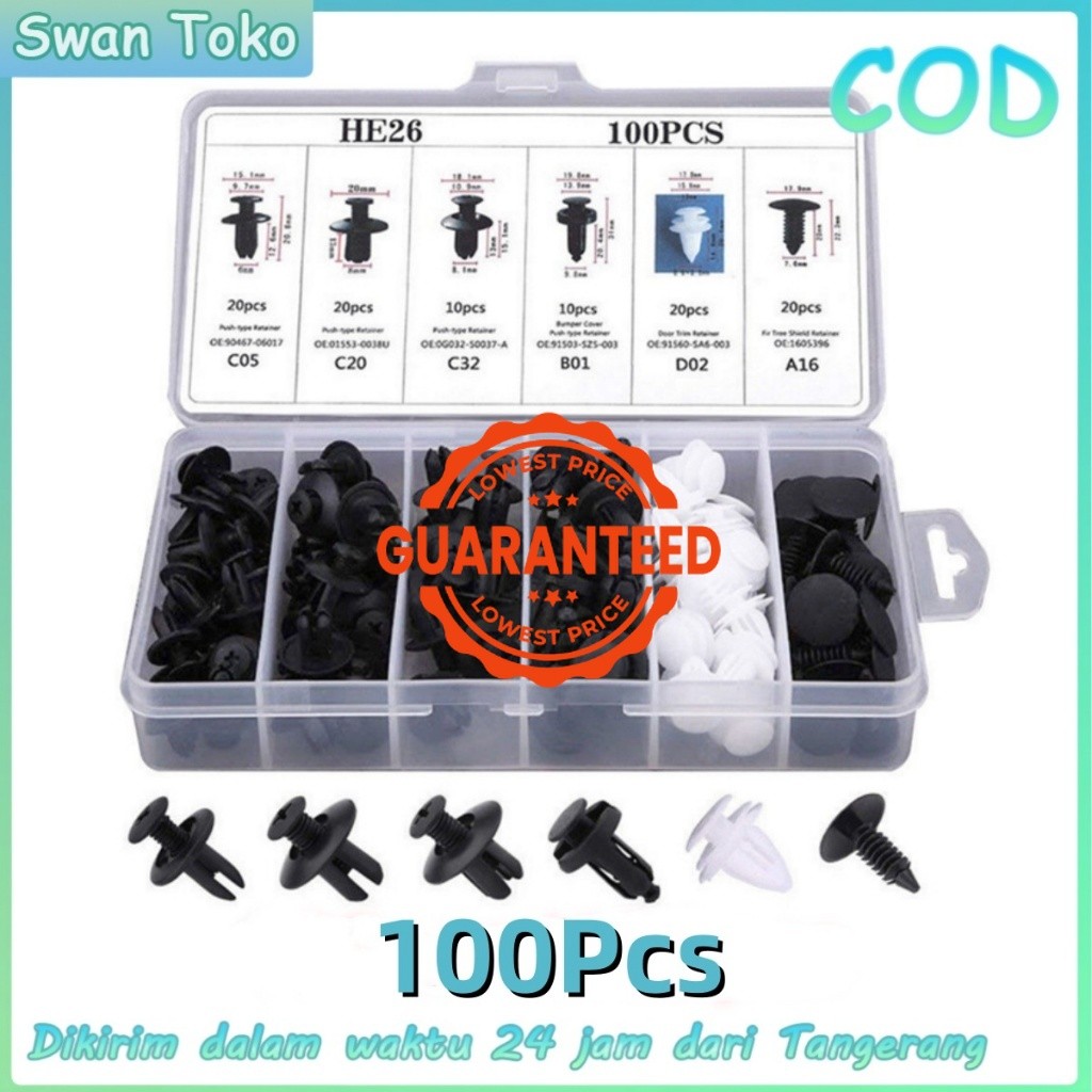 100pcs Rivet Bolts/Universal Bumper Clips Bolts/Car Rivet Bolts/Plastic ...