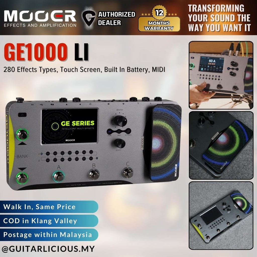 MOOER GE1000 Li Portable & Rechargeable Guitar Amp Modelling & Multi ...