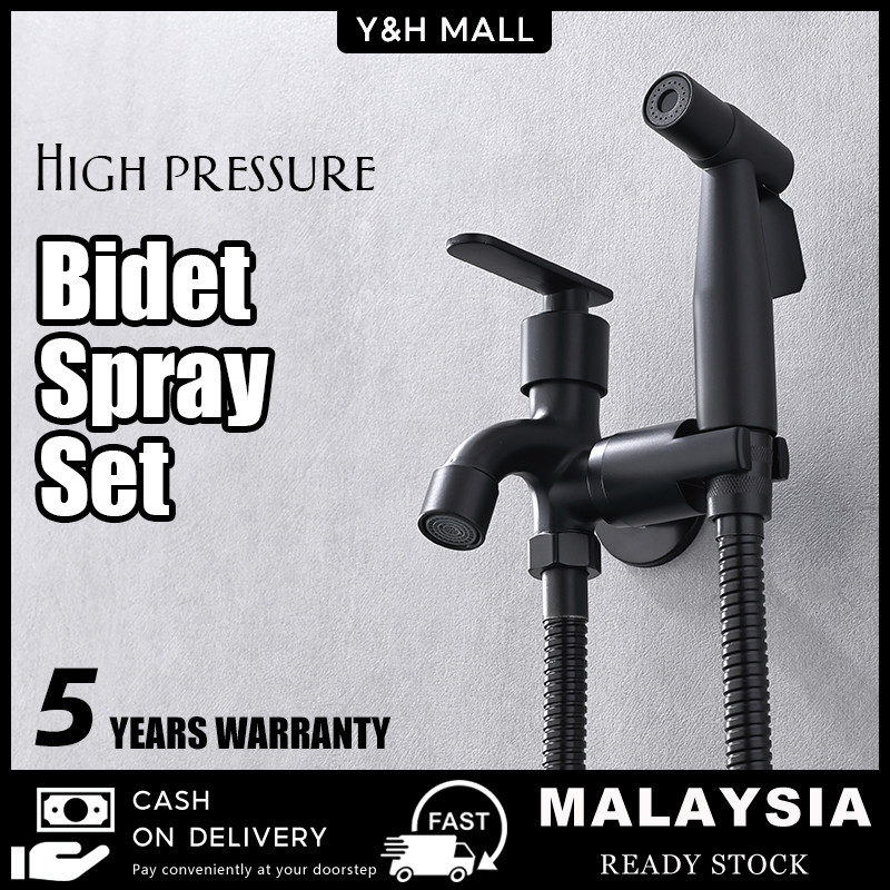Bidet spray set Stainless steel Hand sprayer Two way tap Bathroom ...