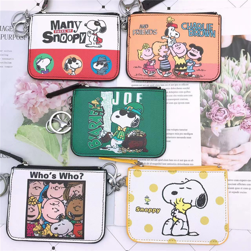 Snoopy Coin Purse Card Holder Cartoon Card Set Wallet Keychain Backpack ...