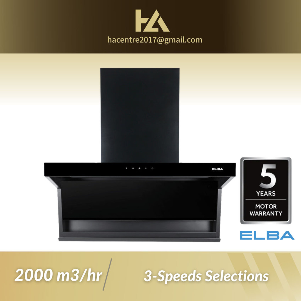 Elba 2000m3/hr Cooker Hood with Ducting Hose Only (7" Duct Out, Recirculation) EHQ9327STBK ...
